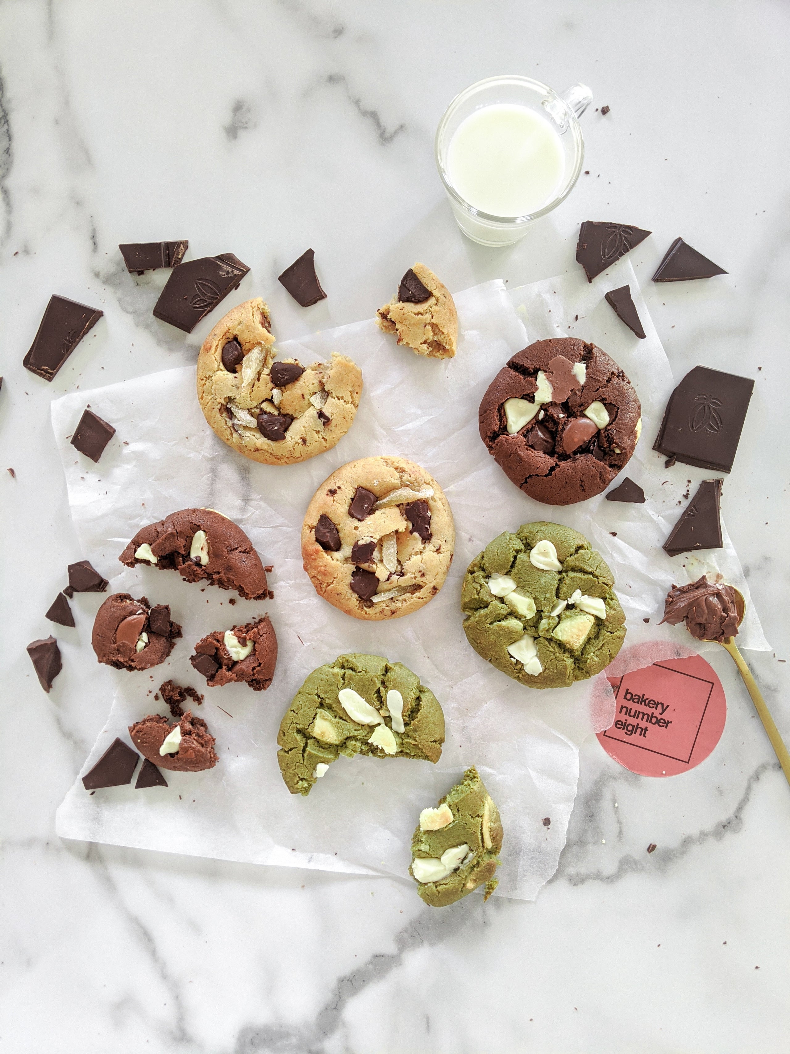 Mixed Box: Triple Choc-Chip, Stem Ginger & Matcha Kukkii (Japanese ...
